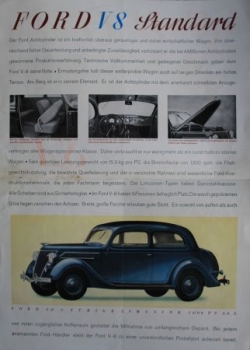 Rare-Automobilia - Ford V8 Standard Modellprogramm 1938 Automobilprospekt