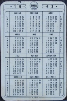 Rare-Automobilia - Shell Oil Calendar "Seit 50 Jahren" 1953 Pin-up