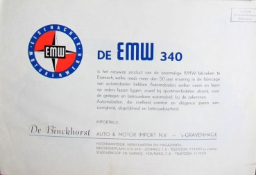 Rare-Automobilia - EMW 340 Sedan Modelprogram 1950 Carbrochure