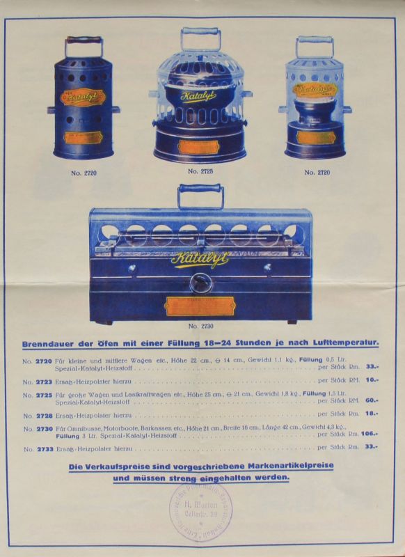 Rare-Automobilia - Katalyt Heizofen "Die Sonne im Winter" 1928 ...
